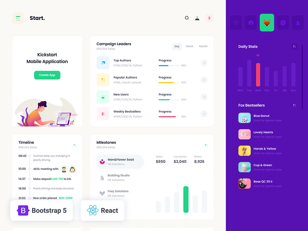 Start React Bootstrap 5 Admin Dashboard Theme Bootstrap Themes
