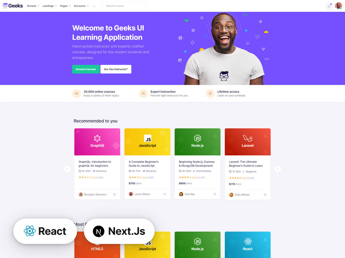 Geeks Academy Admin Dashboard Template React Bootstrap Themes